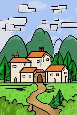 mc村庄简笔画图标