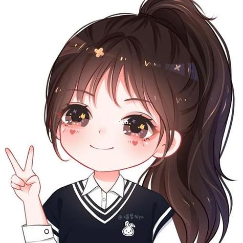扎马尾卡通头像图标