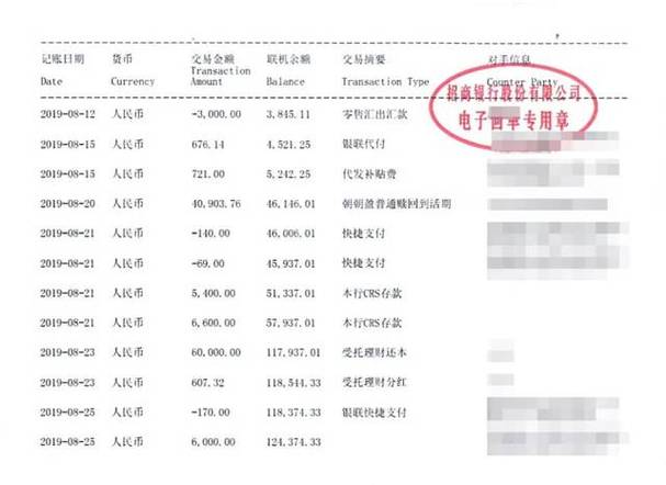 中国银行校园卡明细截图