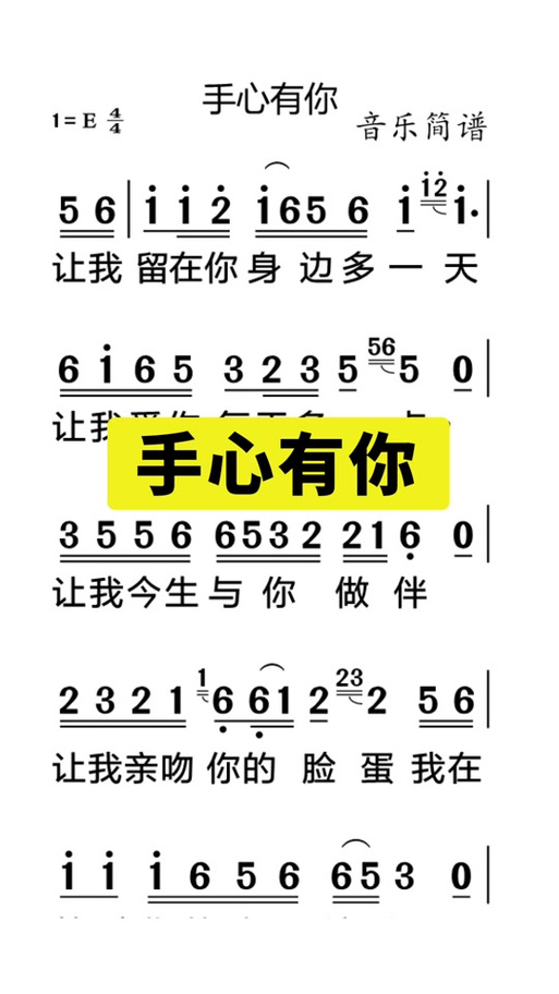 手心有你歌曲简谱缩略图
