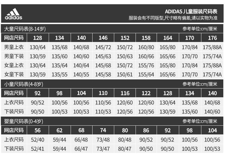 大童衣服尺码对照表图标