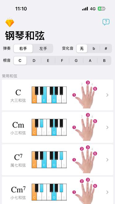 钢琴的AM和弦怎么按图标