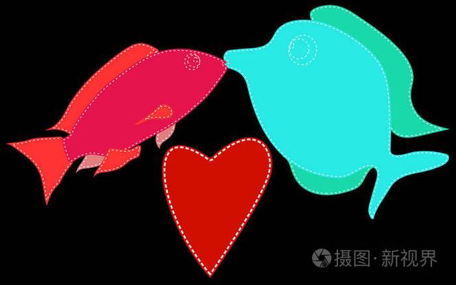 红色和蓝色的小鱼图标