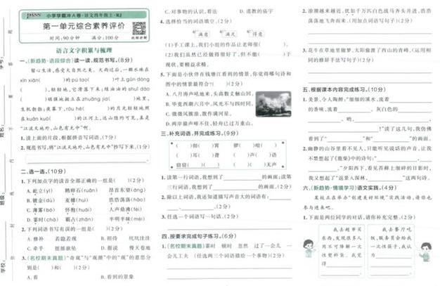 小学语文四年级语文试卷分析图标