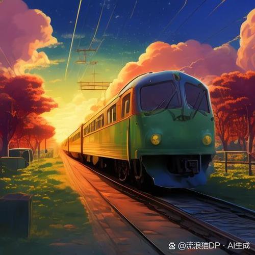 傍晚的铁路火车图标