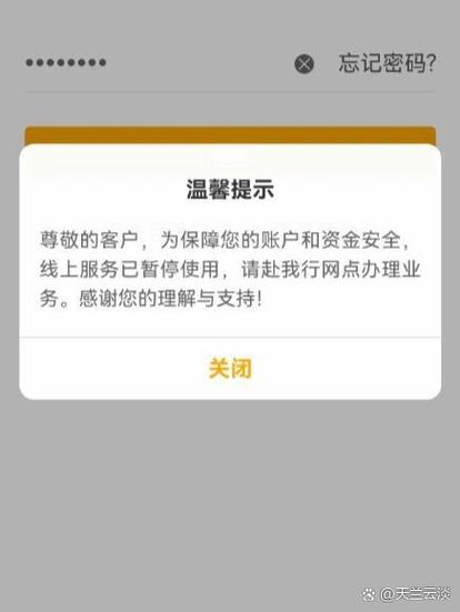 为什么登陆农行手机银行总提示线上服务已暂停使用截图