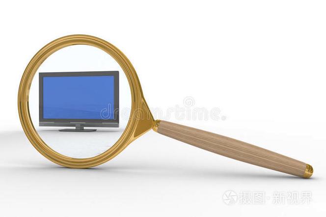 放大镜看电视机屏幕图标