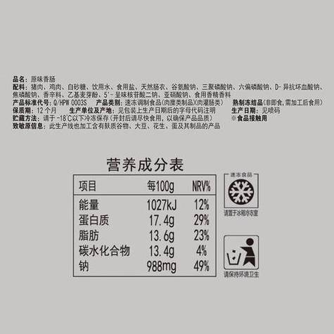 香肠配料表图标