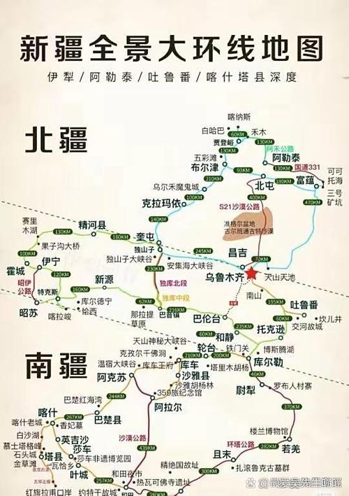 新疆北大环线地图全图图标