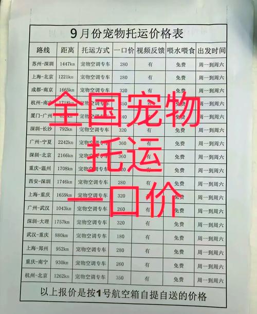 宠物大巴车托运价格