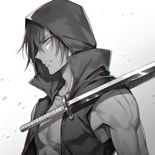 一个猪头人拿刀的漫画