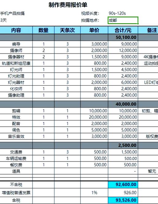 广告报价清单明细表图标