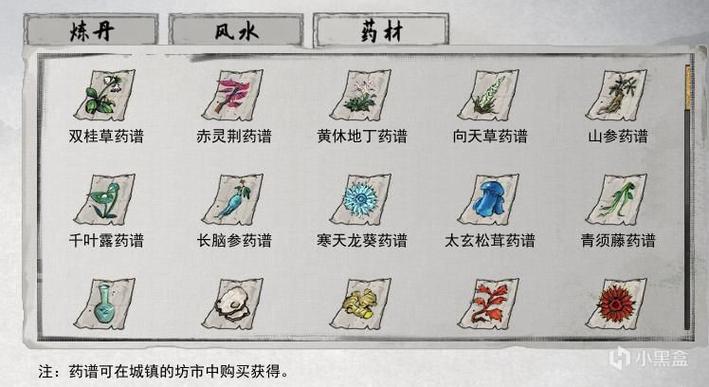 烟雨江湖炼丹三种药材图标