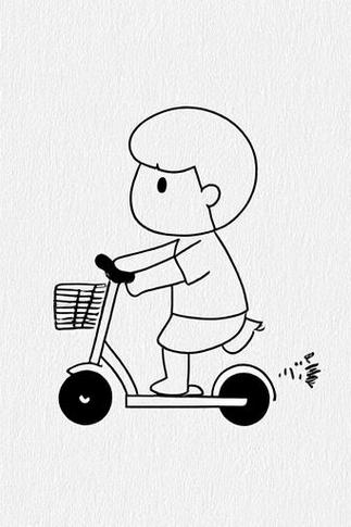 骑电动车简笔画图标