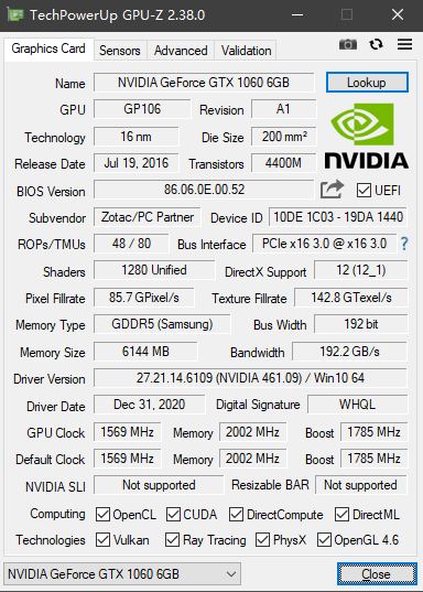 1060显卡参数图标