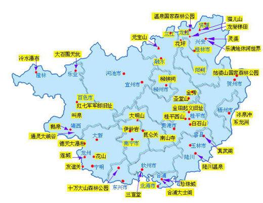 广西旅游地图