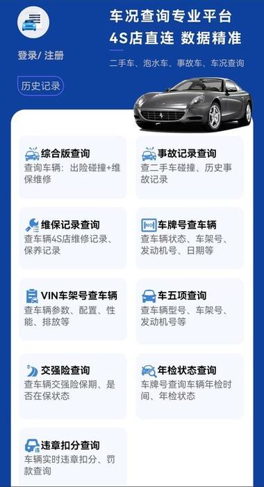 查车辆出险记录和保养记录的软件截图