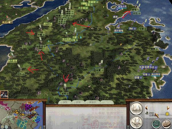 三国全面战争1.9在野武将分布图
