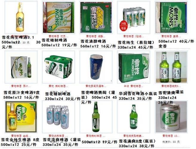 雪花啤酒的价格表图标