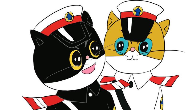 黑猫警长救白猫班长儿歌简笔画图标