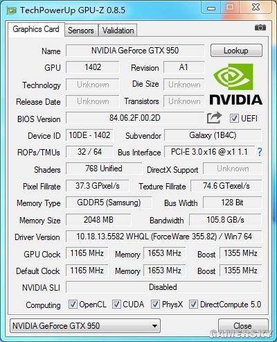 960超频参数截图