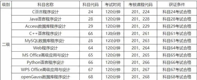 计算机二级有哪些科目图标
