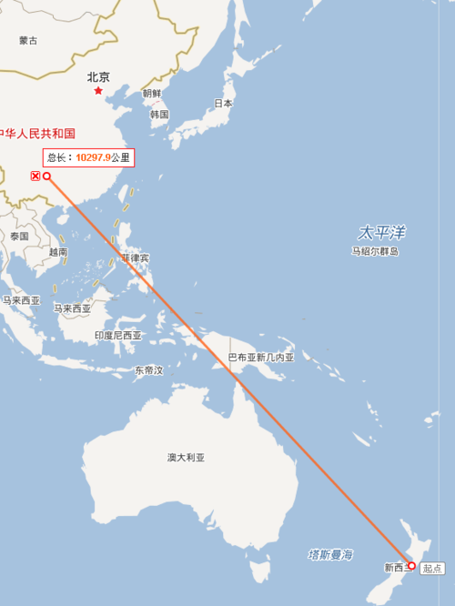 新西兰离中国多远图标