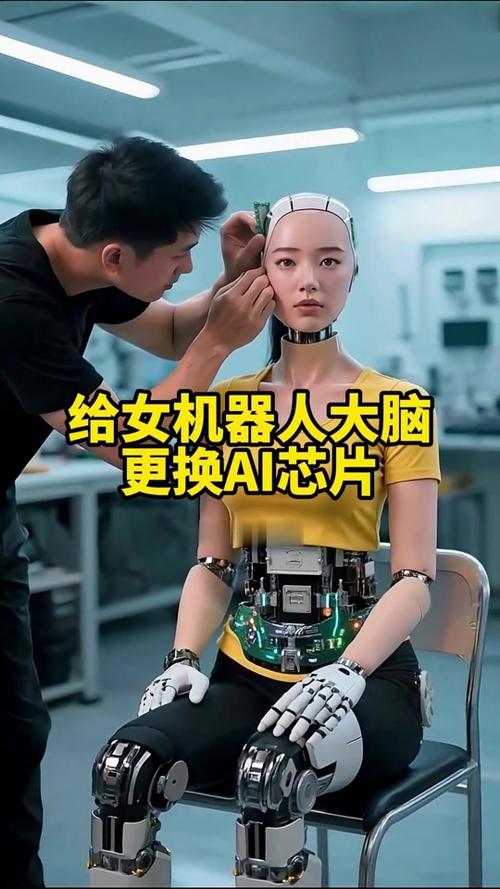 芯片控制女机器人图标
