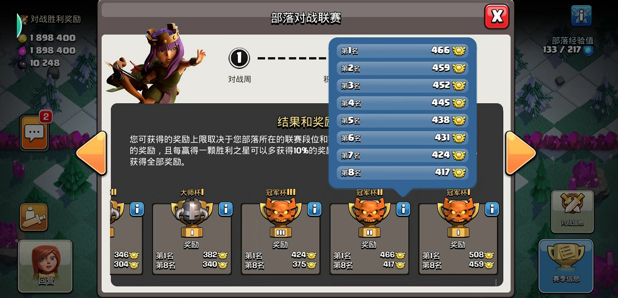 部落冲突联赛段位表图标