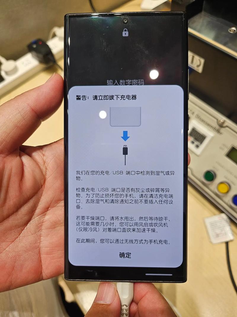 三星手机充电口进水显示检测到潮湿图标