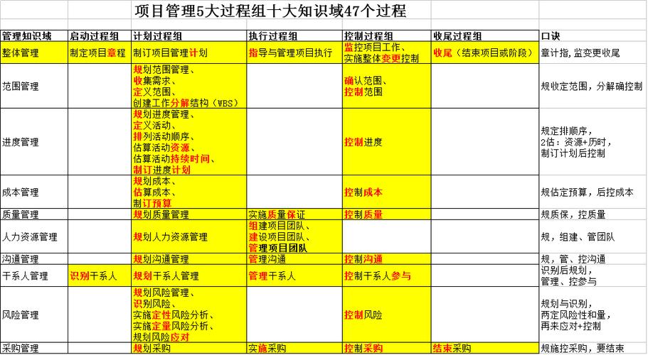 项目十大管理和五大过程截图