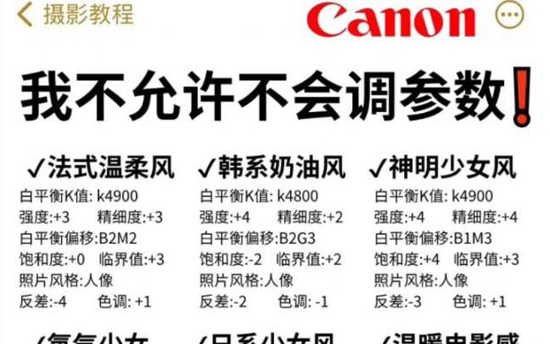 佳能人像设置参数直出截图