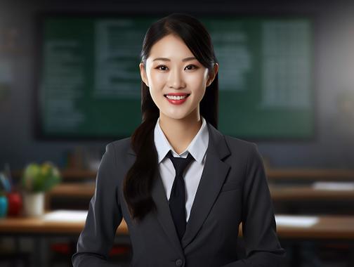 一个女教师在讲台上讲课