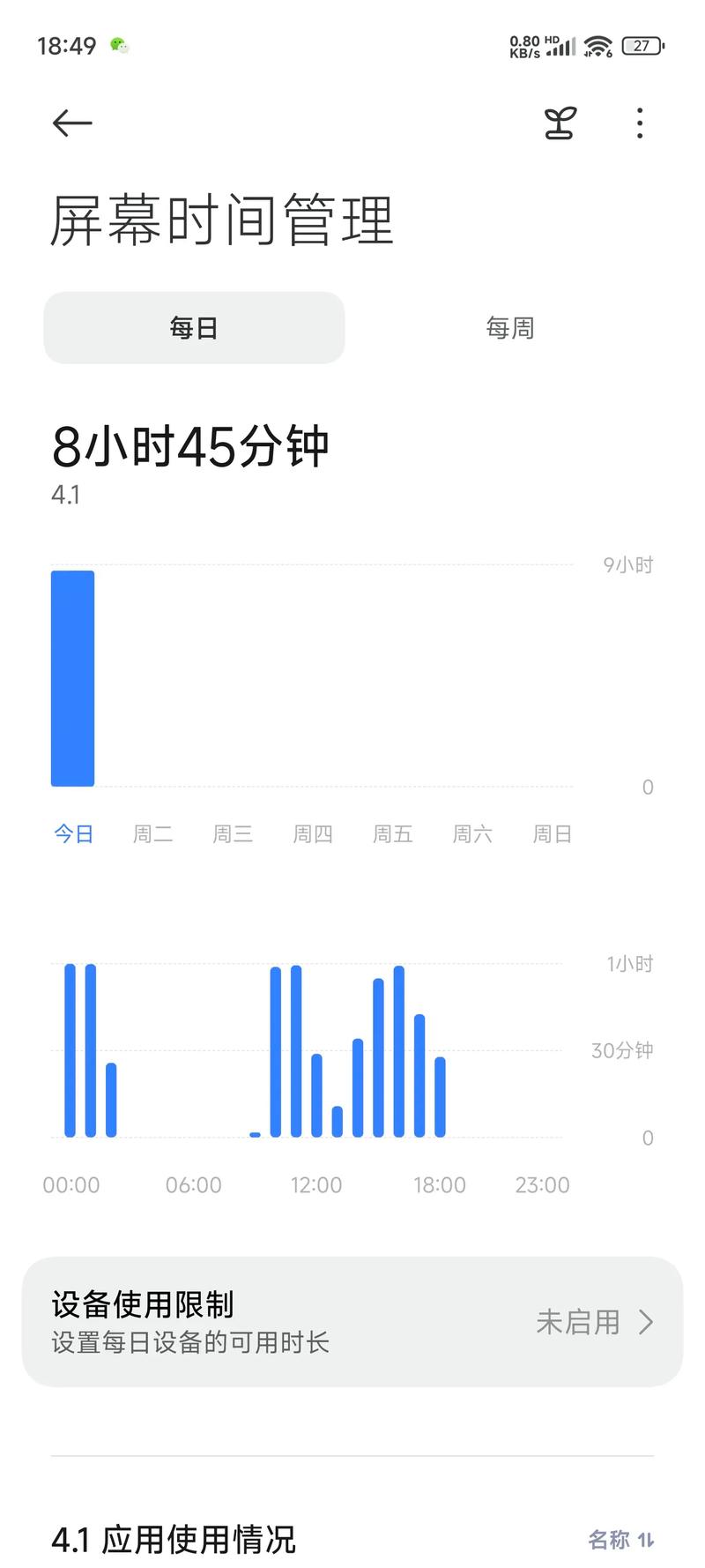 小米手机怎么看APP使用时长图标