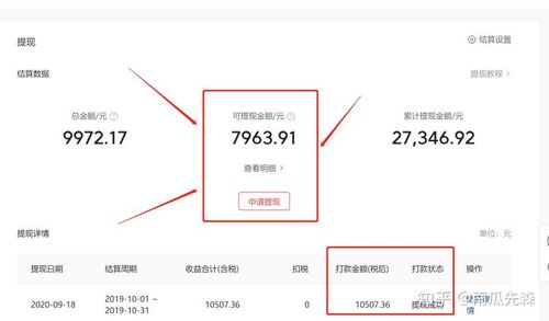 西瓜视频的收益情况截图