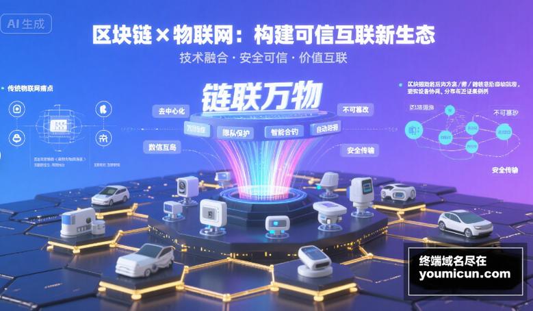 物联网区块链结合图标