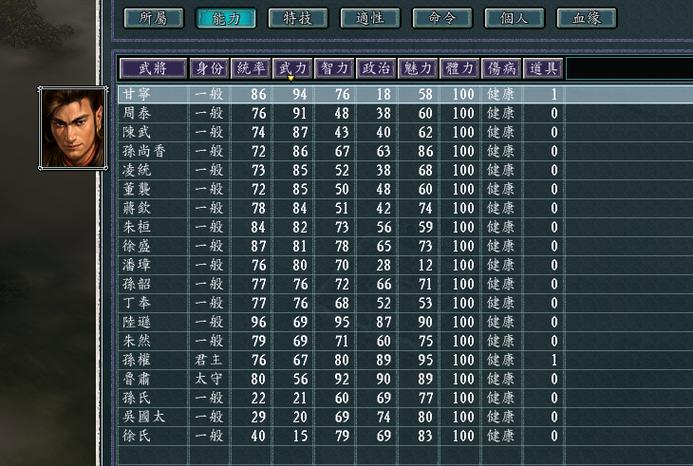 三国志11武将数据表截图