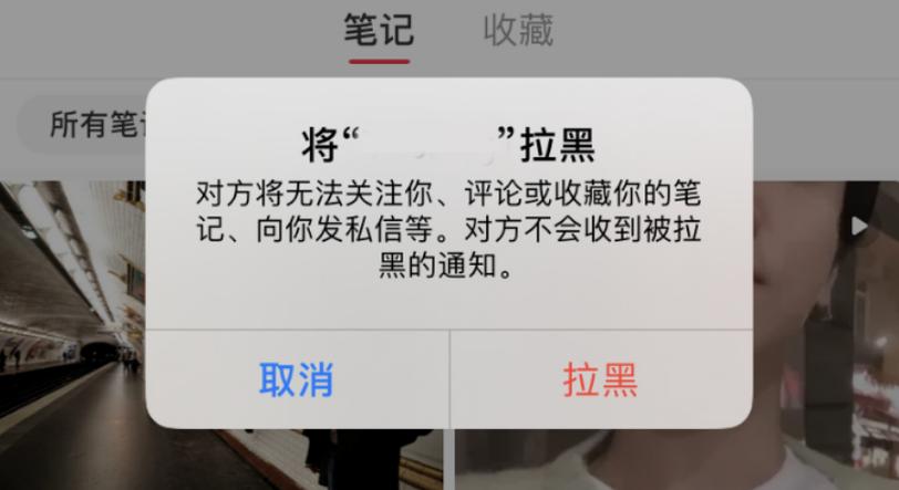 小红书拉黑后能看到什么图标