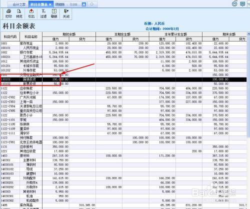 金蝶迷你版的科目余额表在哪截图