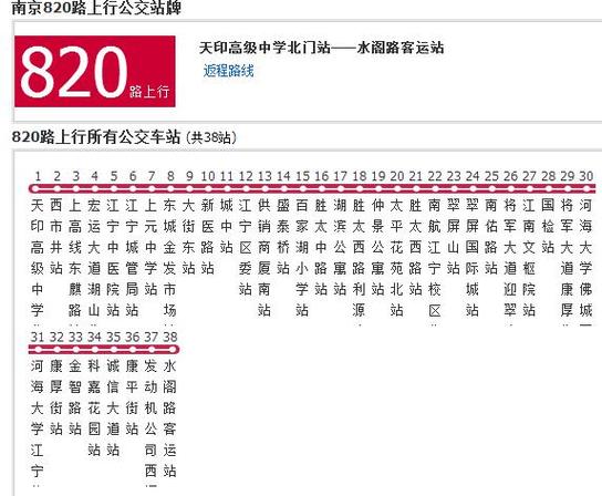 820路公交车路线图标