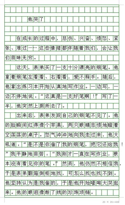 他伤心了作文400字左右图标