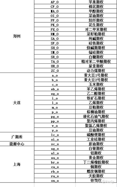 期权代码一览表图标