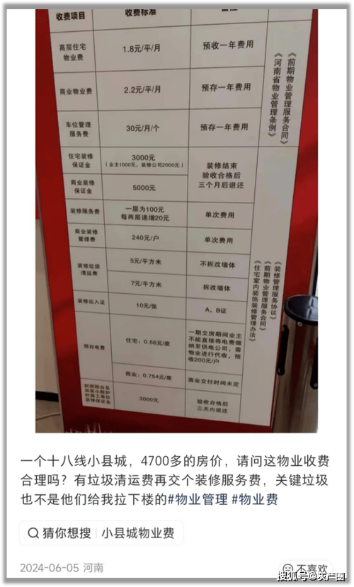 物业费收费标准