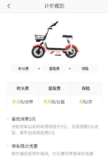 人民出行电动车收费标准图标