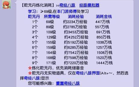 梦幻西游点丹消耗