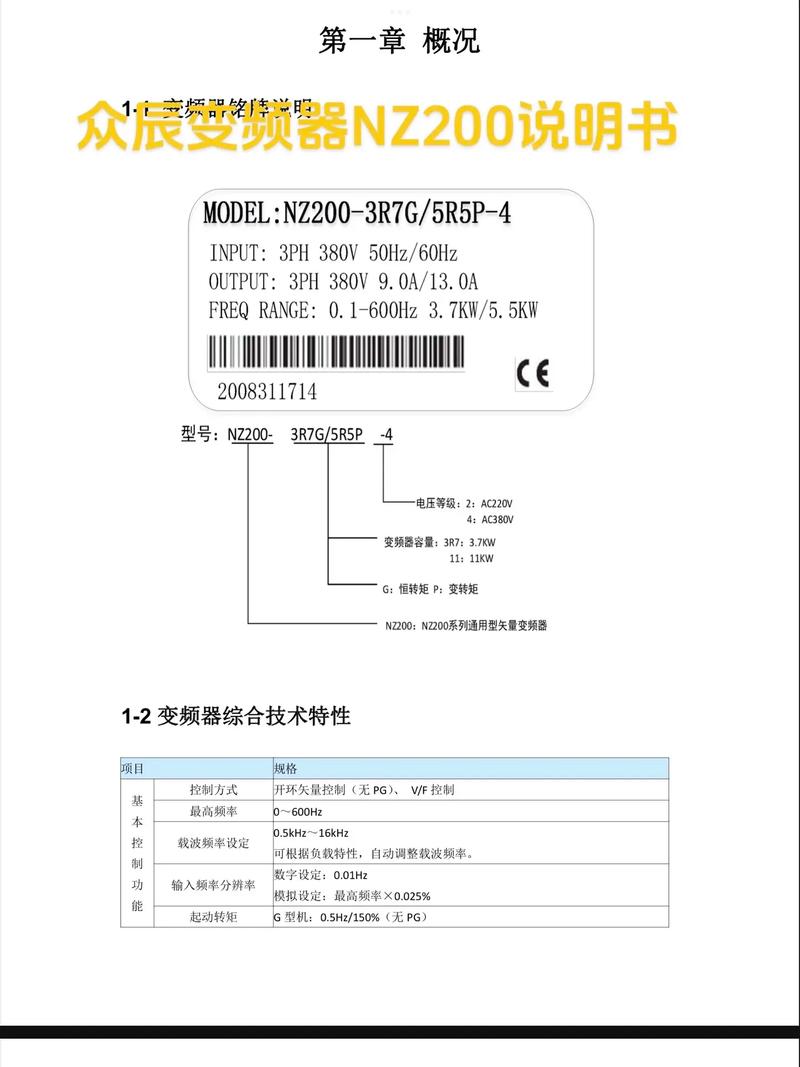 众辰nz200t变频器说明书图标