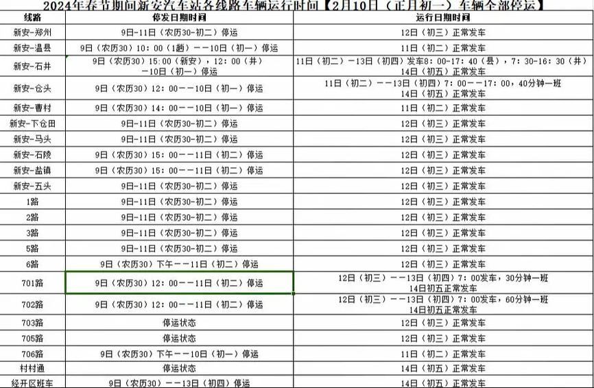 新安县石井公交车时刻表