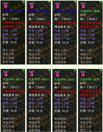 诛仙护符配方图标