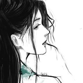 水墨画高雅女头像