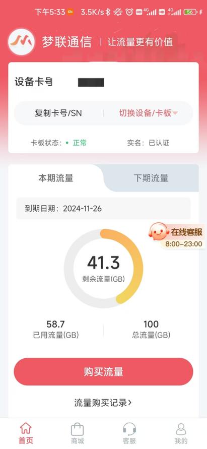 流量使用截图